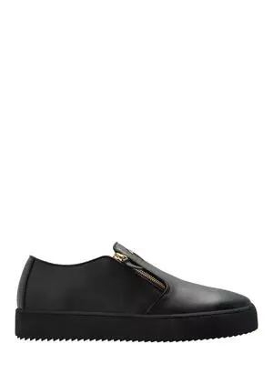 GIUSEPPE ZANOTTI Zip-detail Leather Sneakers - Black