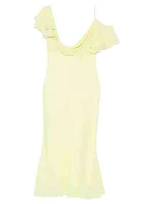 SELF-PORTRAIT Georgette Frill Midi Dress - Yellow