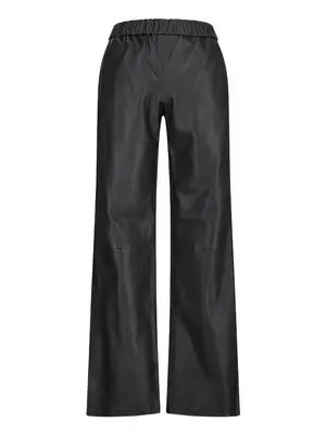 ENES Elastic-waist Leather Trousers - Black