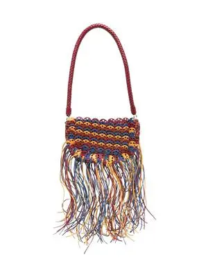 Rabanne Leather Shoulder Bag With Fringe - Red
