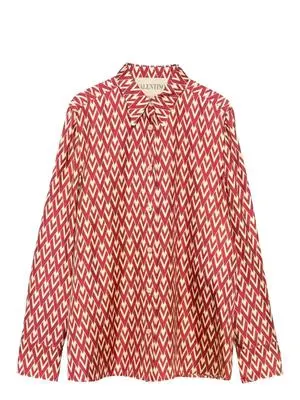 Valentino Garavani Geometric-print Silk Shirt - Red