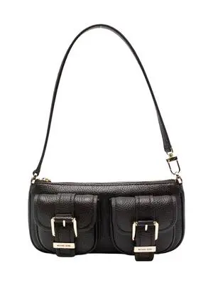 Michael Kors Buckle Detail Leather Shoulder Bag - Brown