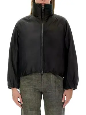 ALYSI High-neck Balloon-sleeve Jacket - Black