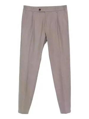 Eleventy Pleated-Front Trousers Brown