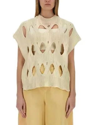 ALYSI Cut-Out Knit T-Shirt
