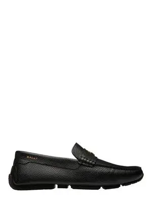 Bally Pilot Driver Grained-leather Loafers - Black