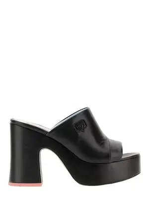CHIARA FERRAGNI 85mm Eyelike Platform Block-heel Sandals - Black