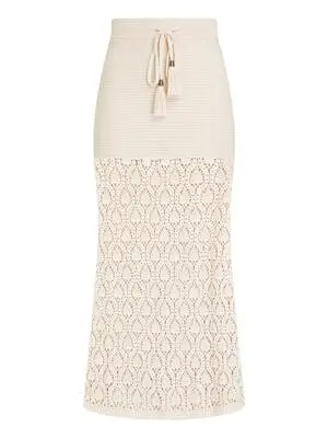 Zimmermann Crocheted Cotton Midi Skirt - Cream