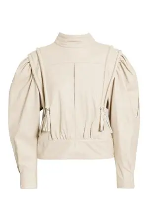 ISABEL MARANT Lars Gathered Leather Blouse