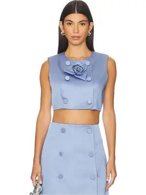 AKNVAS Edie Dutchess Satin Top - Cornflower Blue