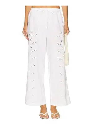 STONE COLD FOX Wide Leg Eyelet Pants - Ivory