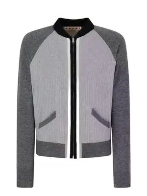 Marni Ribbed-panel Zip-up Sweatshirt - Grey