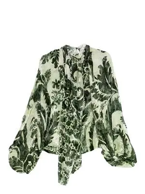 F.R.S FOR RESTLESS SLEEPERS Floral-print Balloon-sleeve Blouse - Green