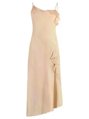 Victoria Beckham Ruffle-detail Asymmetrical Dress - Neutrals