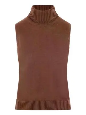 NICCOLO PASQUALETTI High-neck Sleeveless Knit Top - Brown