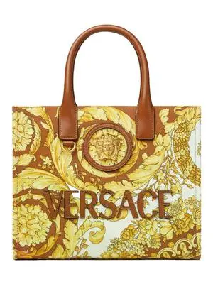 Versace Barocco La Medusa Cotton Tote Bag Yellow