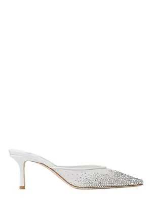JIMMY CHOO 60mm Vivi Crystal-embellished Mules - White