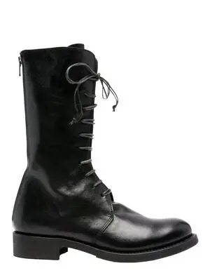 SHOTO Lace-up Leather Boots - Black