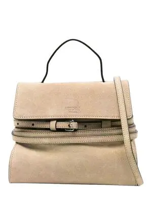 Moschino Flap-closure Suede Tote - Neutrals
