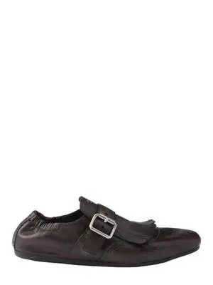 Prada Fringed Buckle Shoes - Brown