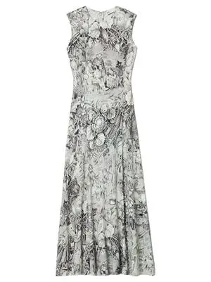 Tory Burch Printed Sleeveless Maxi Dress - Grey