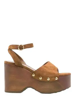 GIANVITO ROSSI 115mm Wedge Sandals - Brown
