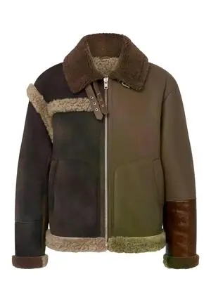 Moschino Shearling-trimmed Leather Jacket - Brown