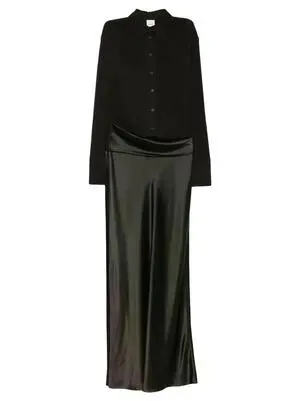 Nanushka Satin-paneled Asymmetrical Maxi Dress - Green