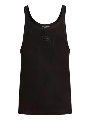 Dolce & Gabbana Logo-embroidered Ribbed Tank Top - Brown