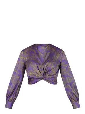 SIMONA CORSELLINI Floral-print Twist-front Top - Purple