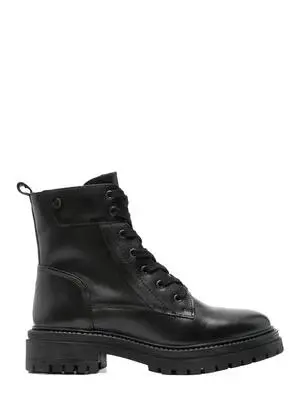Geox Lace-up Leather Ankle Boots - Black