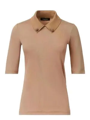 Fabiana Filippi Embellished-collar Short-sleeve Top - Neutrals