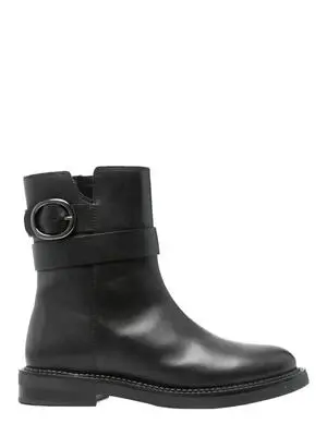Geox Buckle-detail Leather Ankle Boots - Black