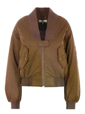 Chloé Zip-front Bomber Jacket - Brown