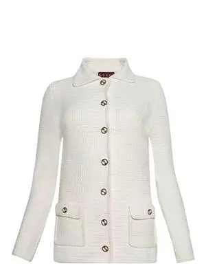 Gucci Crochet Button Cardigan - White