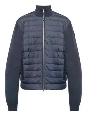 Moncler Quilted Knit Panelled Cardigan - Blue