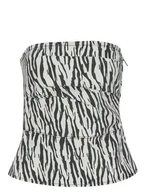 ROTATE BY BIRGER CHRISTENSEN Zebra-print Strapless Top - White