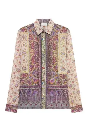 PIERRE-LOUIS MASCIA Paisley-floral Print Shirt - Neutrals