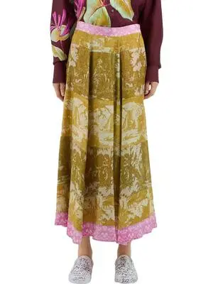 PIERRE-LOUIS MASCIA Aloe Panelled Print Skirt - Yellow