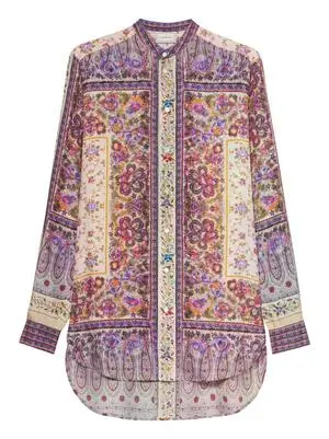 PIERRE-LOUIS MASCIA Floral-print Paneled Shirt - Purple
