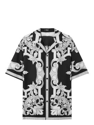 Versace Baroque-print Silk Shirt - Black