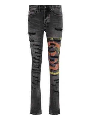 Ksubi Graphic-print Ripped Jeans - Grey