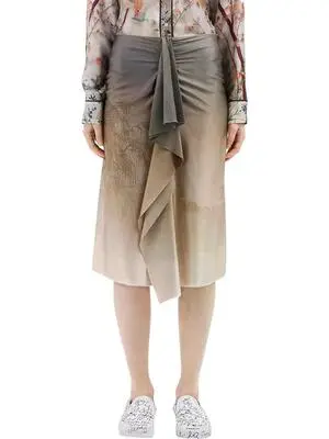 PIERRE-LOUIS MASCIA Draped Silk-blend Skirt - Neutrals