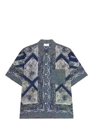 PIERRE-LOUIS MASCIA Geometric-print Short-sleeve Shirt - Blue