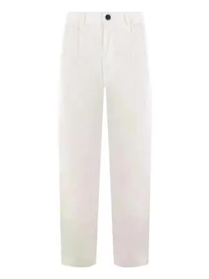 MYTHINKS Pleated Cotton Trousers - White