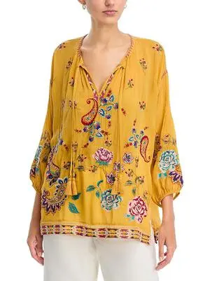 Johnny Was Margot Embroidered Blouse - Bamboo