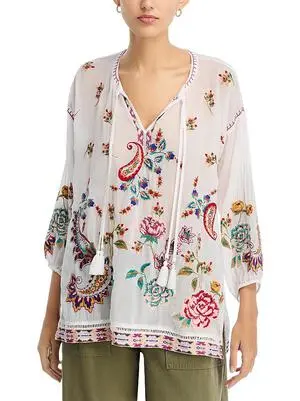 Johnny Was Margot Embroidered Blouse - White