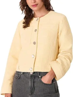 Whistles Textured Collarless Jacket - Butter