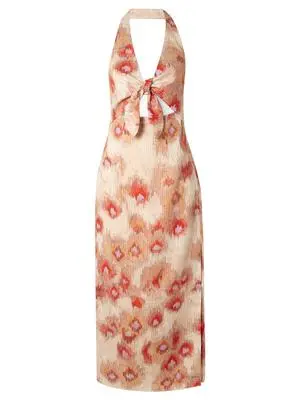 SIR. Fiorella Floral-print Linen Midi Dress - Pink