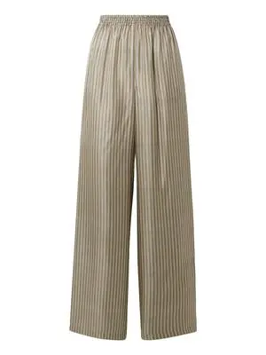 Max Mara Ladino Striped Silk-twill Pants - Brown